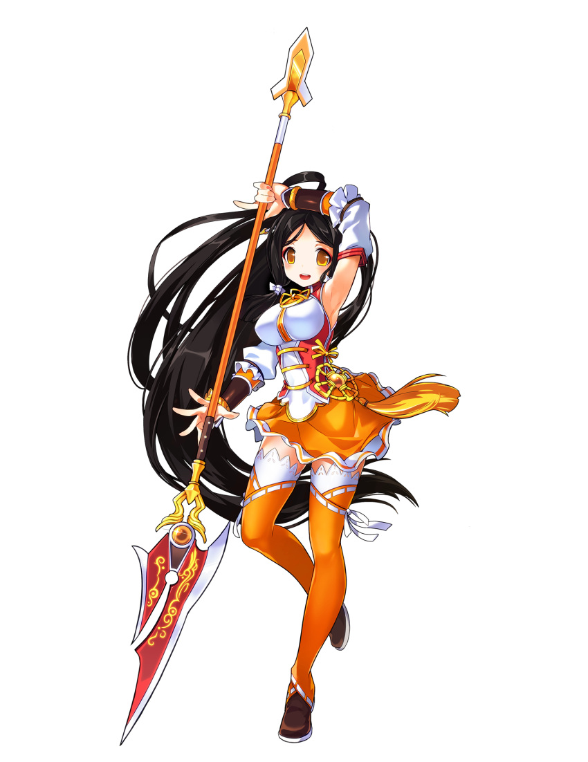 Safebooru - 1girl ara haan arm above head armpits bare shoulders black hair bracer breasts brown ...