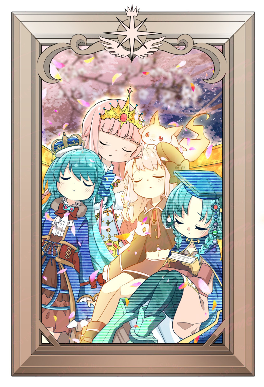 Safebooru - 4girls aqua hair book braid closed eyes closed mouth goth ...