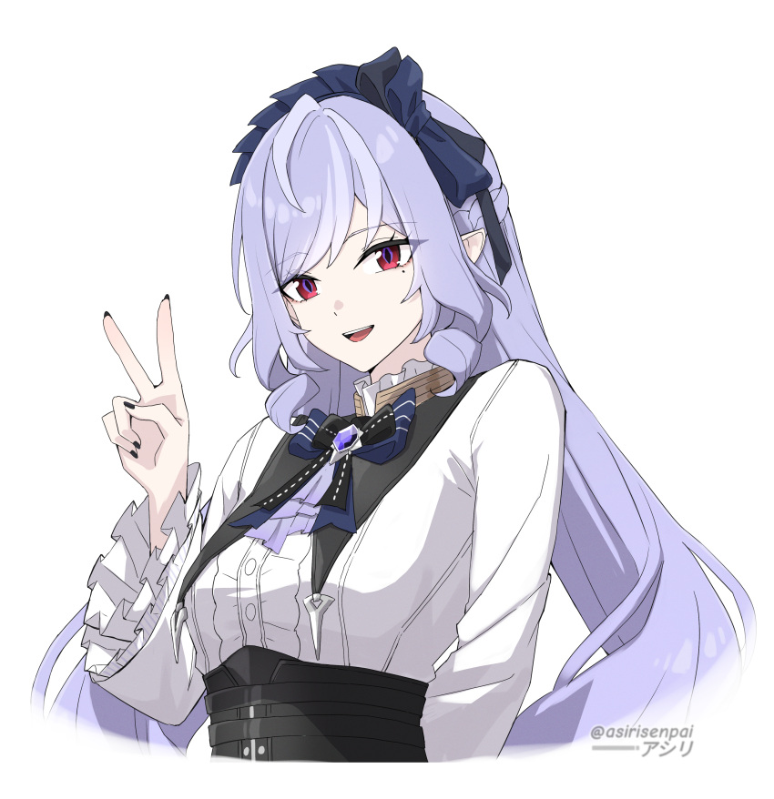 Safebooru - 1girl absurdres ascot asiri senpai black nails bow bowtie ...