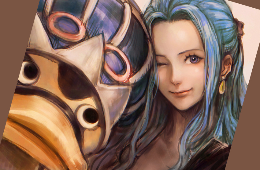 Safebooru - 1girl bird blue hair brown eyes close-up closed mouth ...