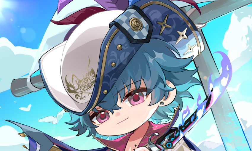 Safebooru - 1boy absurdres blue hair blue sky brant (wuthering waves) chibi chibi only closed ...