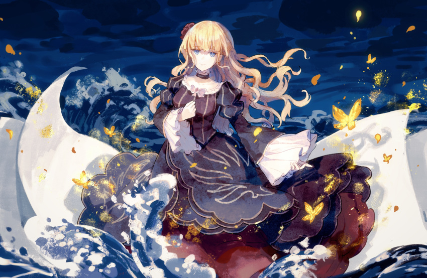 Safebooru - 1girl beatrice (umineko) blonde hair blue eyes bow bowtie bug butterfly choker ...