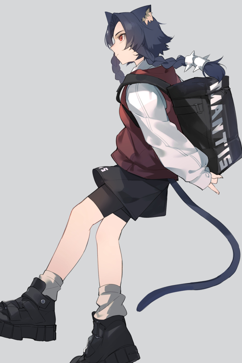 Safebooru - 1girl animal ear fluff animal ears arm behind back backpack bag bike shorts bike ...