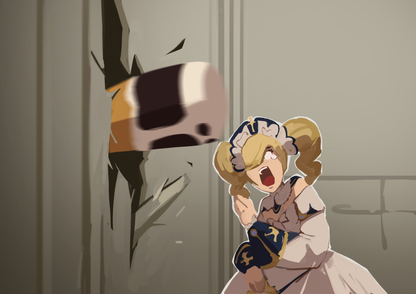Safebooru - 1boy 1girl absurdres barbara (genshin impact) blonde hair broken door derivative ...