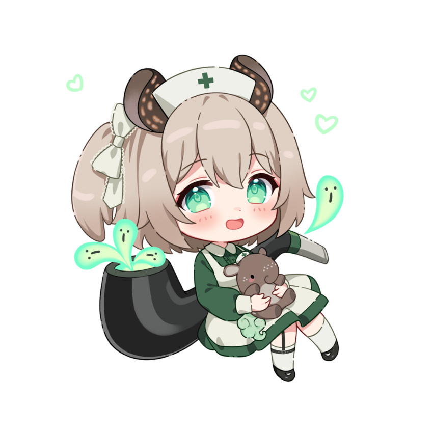 Safebooru - 1girl :d animal ears apron black shoes blush bow brown hair ...