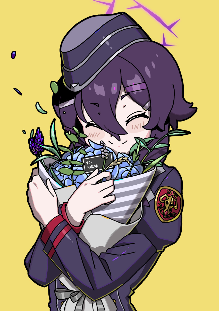 Safebooru - 1girl absurdres blue archive blush blush stickers bouquet ...