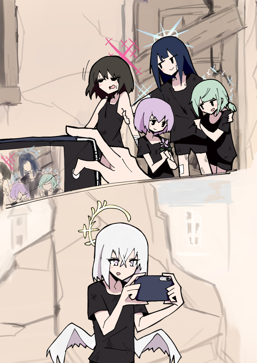 Safebooru - 5girls aged down angel wings arius squad (blue archive) atsuko (blue archive) azusa ...