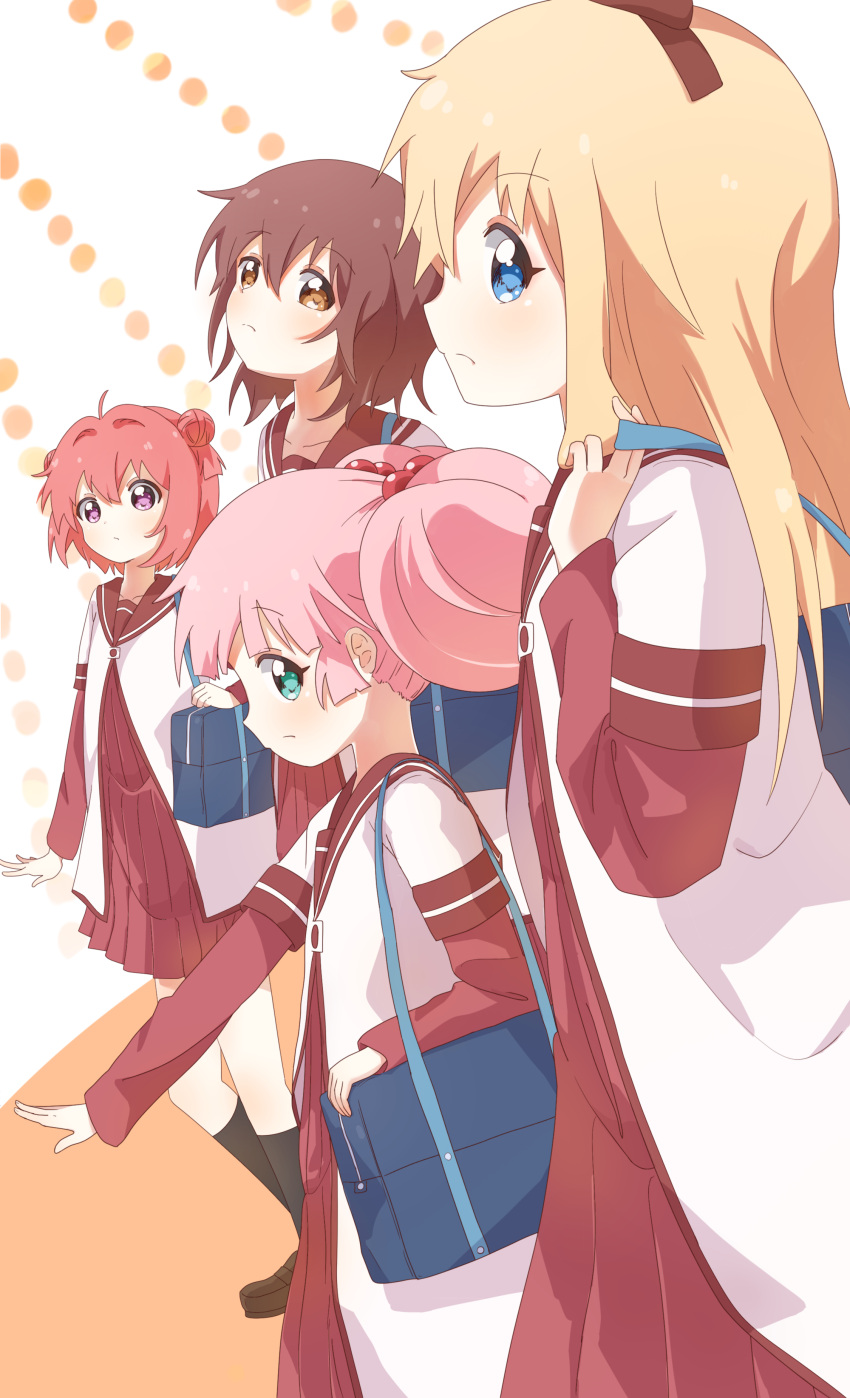 Safebooru - 4girls absurdres ahoge akaza akari bag black socks blonde hair blue eyes bow brown ...