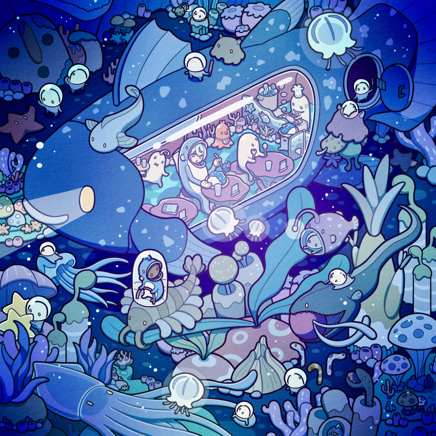 Safebooru - 1girl absurdres anglerfish bow bowtie chef hat coelacanth cooking pot coral curry ...