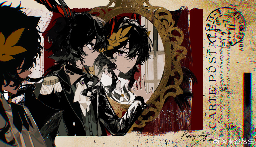 Safebooru - 1boy absurdres ambience synesthesia arknights ascot black eyes black hair black ...