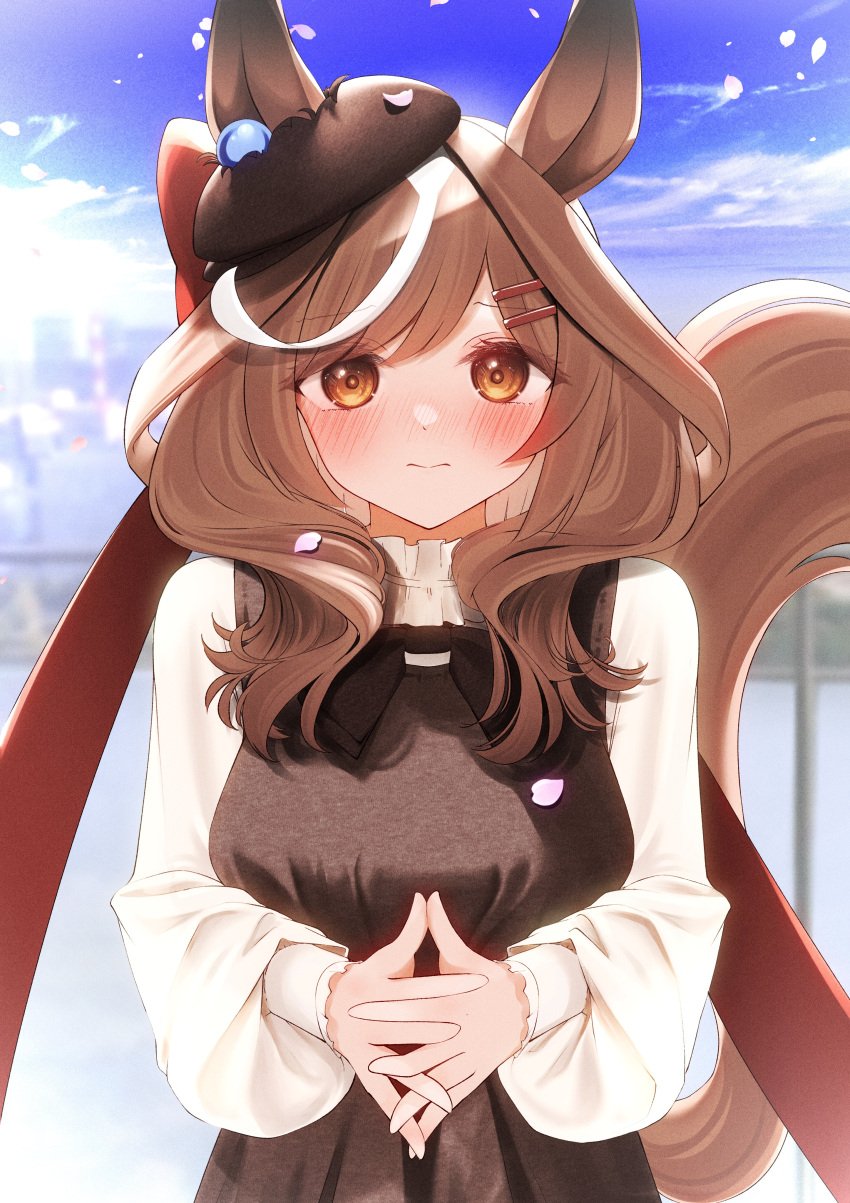 Safebooru - 1girl absurdres alternate costume animal ears blurry blurry background blush bow ...
