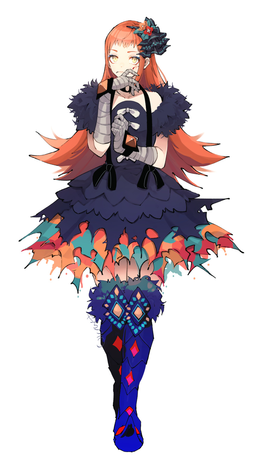 Safebooru - 1girl bandaged arm bandages black choker black dress choker commentary request ...