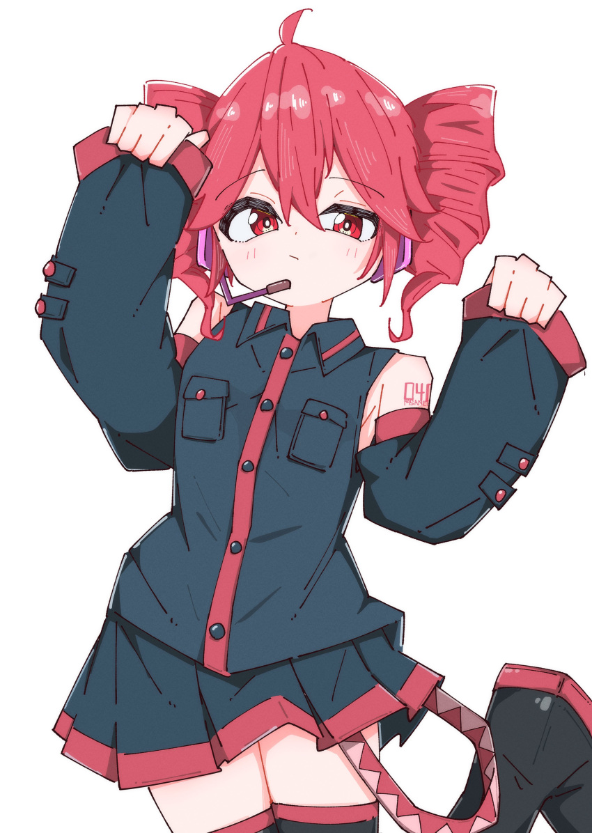 Safebooru - 1girl absurdres ahoge bare shoulders black boots black skirt black sleeves black ...