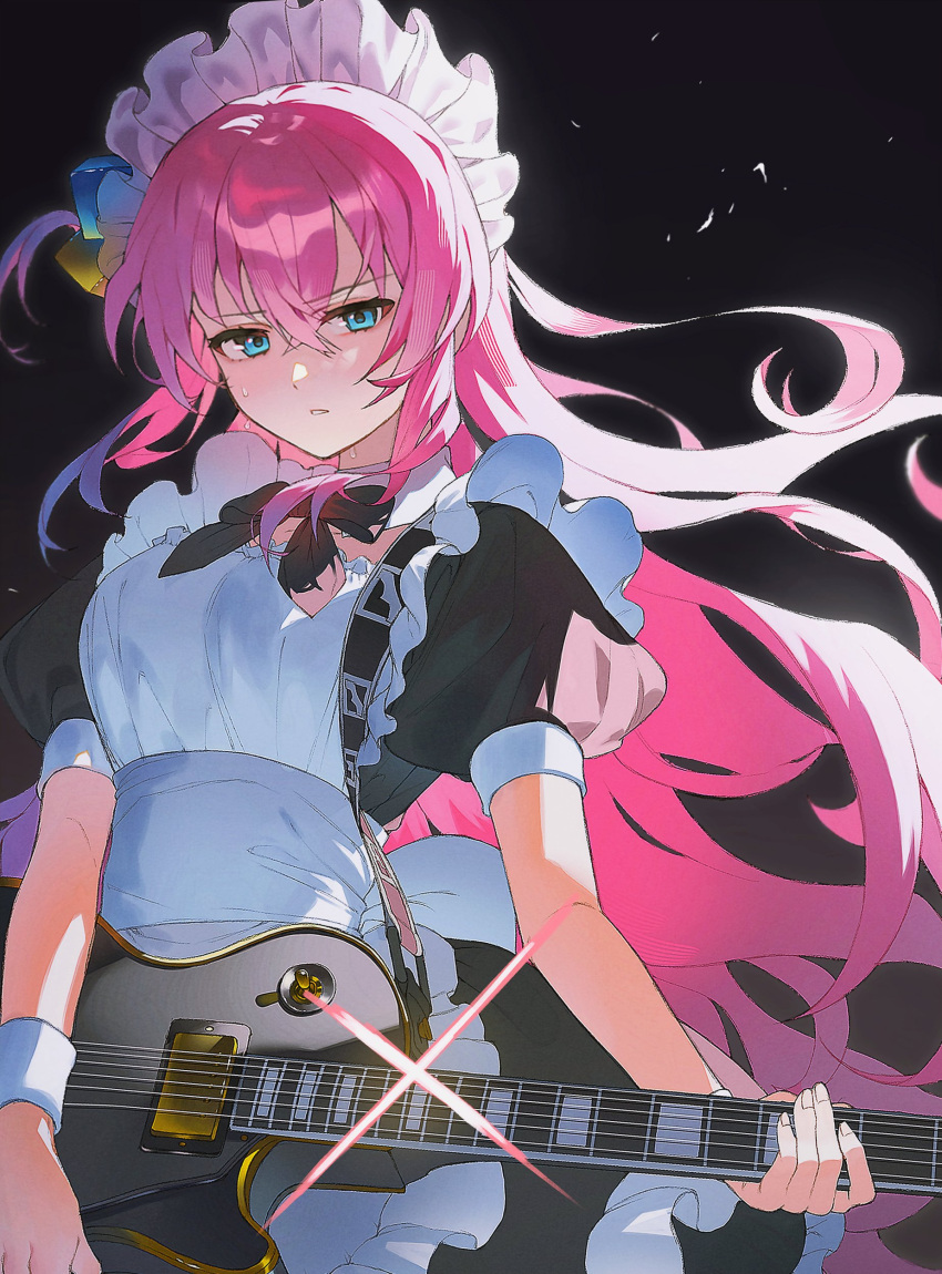 Safebooru - :| absurdres black background black bow blue eyes bocchi the rock! bow closed mouth ...