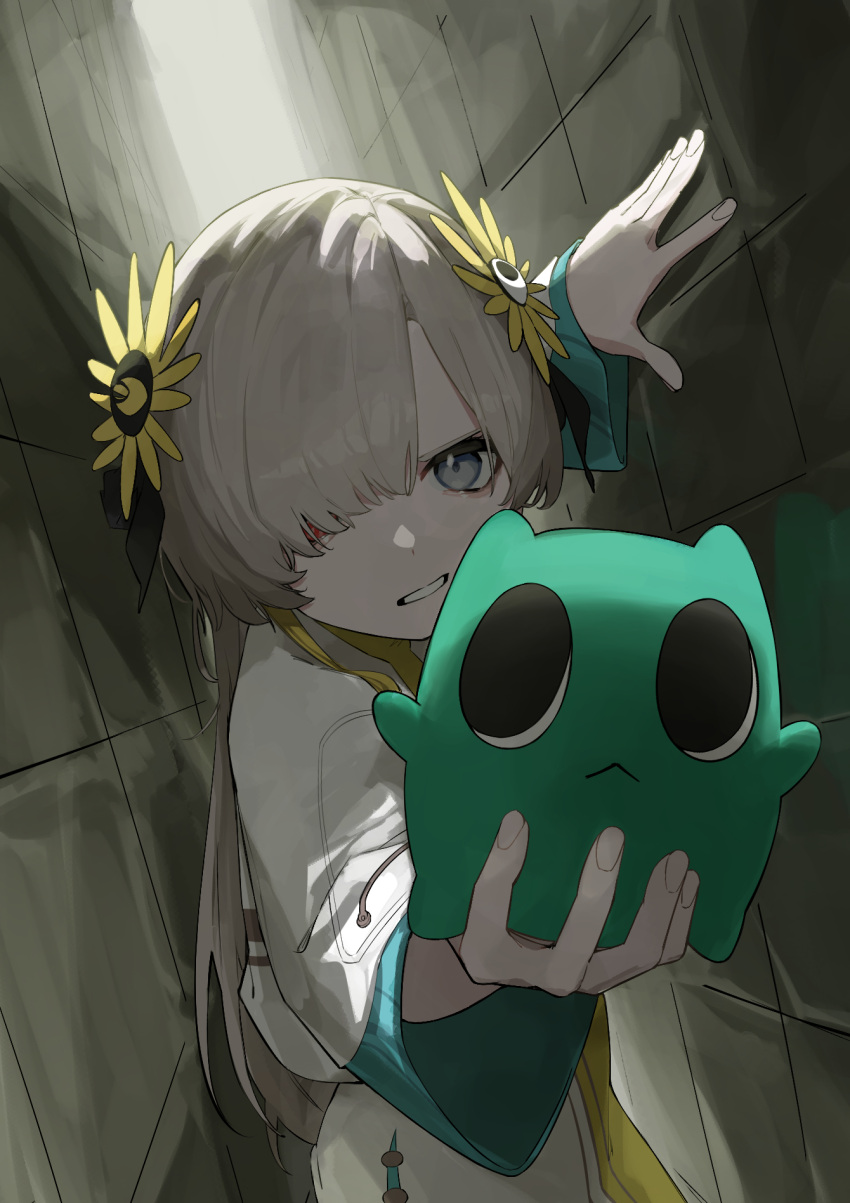 Safebooru - 1girl clenched teeth creature cropped jacket dress flower gomidasu (kamitsubaki ...