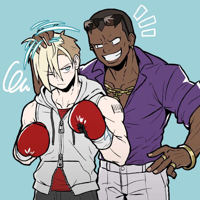 Safebooru - 2boys absurdres arms up asymmetrical hair balrog (street ...