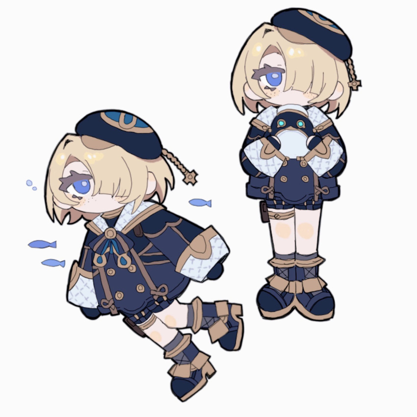 Safebooru - 1boy beret blonde hair chibi fish freminet (genshin impact ...