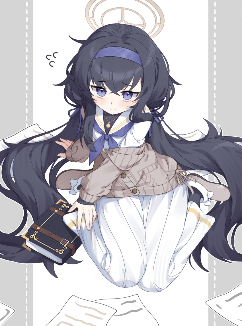 Safebooru - 1girl absurdres bags under eyes black hair black undershirt blue archive blue ...