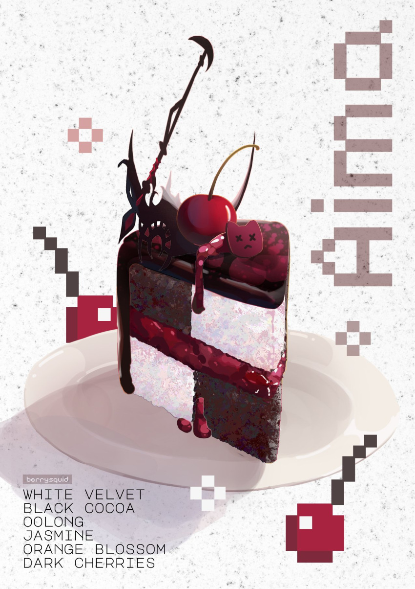 Safebooru - berrysquid cake cake slice check copyright cherry chocolate cake commentary ...