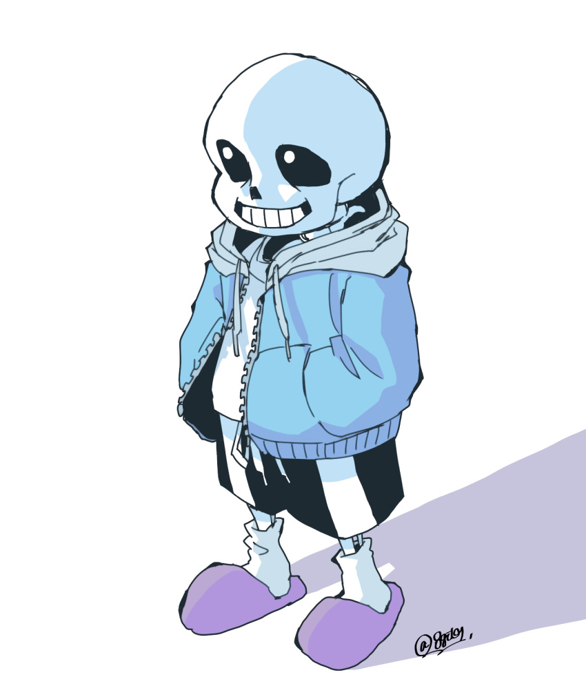 Safebooru - 1boy black shorts blue jacket full body grin highres hollow ...