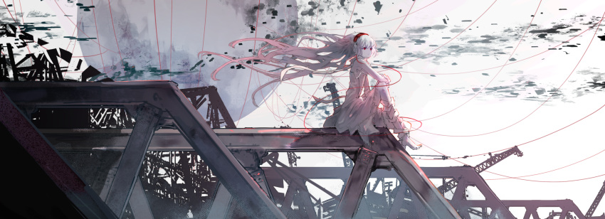 Safebooru 1girl Arcaea Barefoot Crane Machine Dress Expressionless 0537