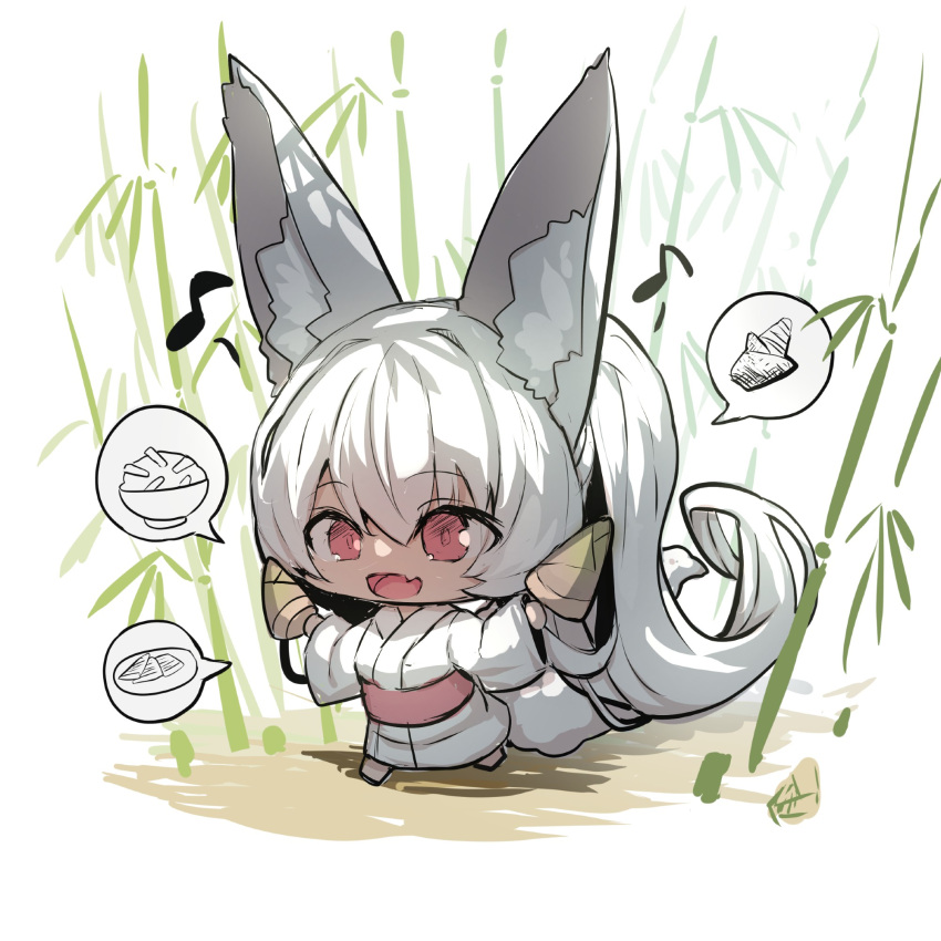 Safebooru - 1girl :d absurdly long hair animal ear fluff animal ears bamboo bamboo shoot ...