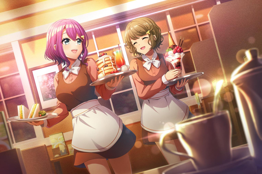 Safebooru - d4dj dress green eyes hidaka saori purple hair short hair smile | 4553399