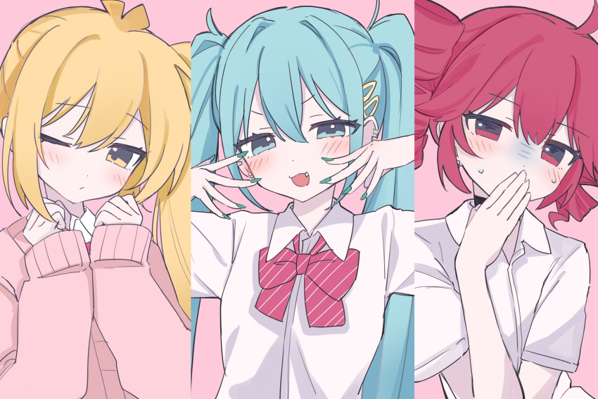 Safebooru - 3girls absurdres ahoge akita neru alternate costume antenna hair black choker blonde ...