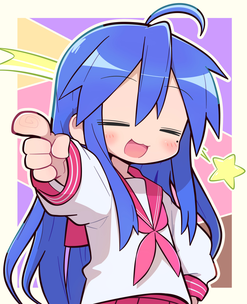 Safebooru - 1girl :3 absurdres ahoge blue hair blush stickers chibi ...
