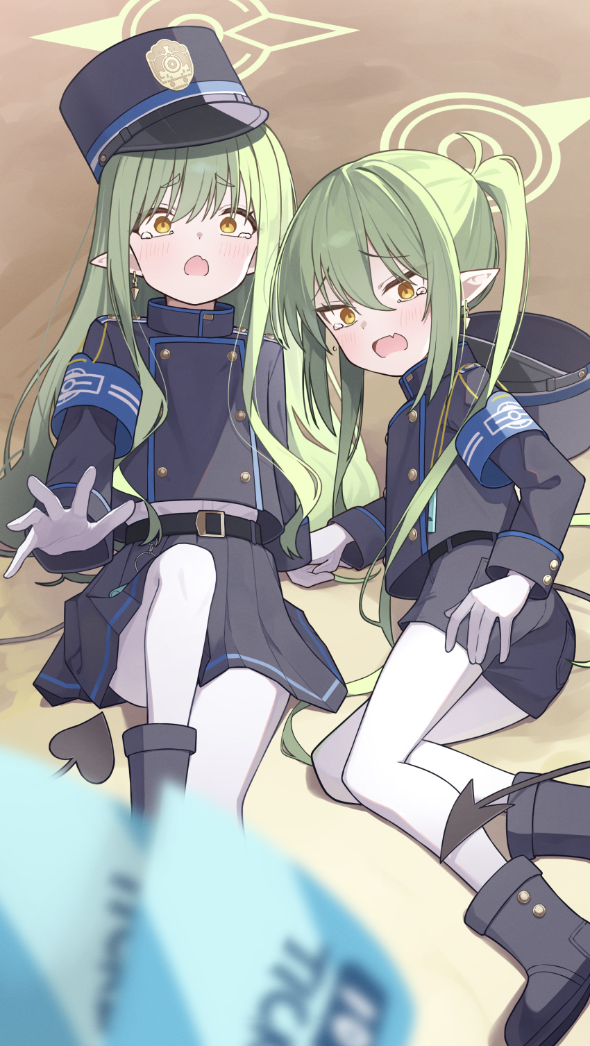 Safebooru - 1boy 2girls absurdres ankle boots armband belt black belt blue archive blue armband ...