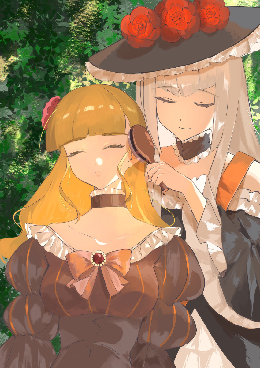 Safebooru - 2girls absurdres beatrice (umineko) black choker black dress black hat blonde hair ...