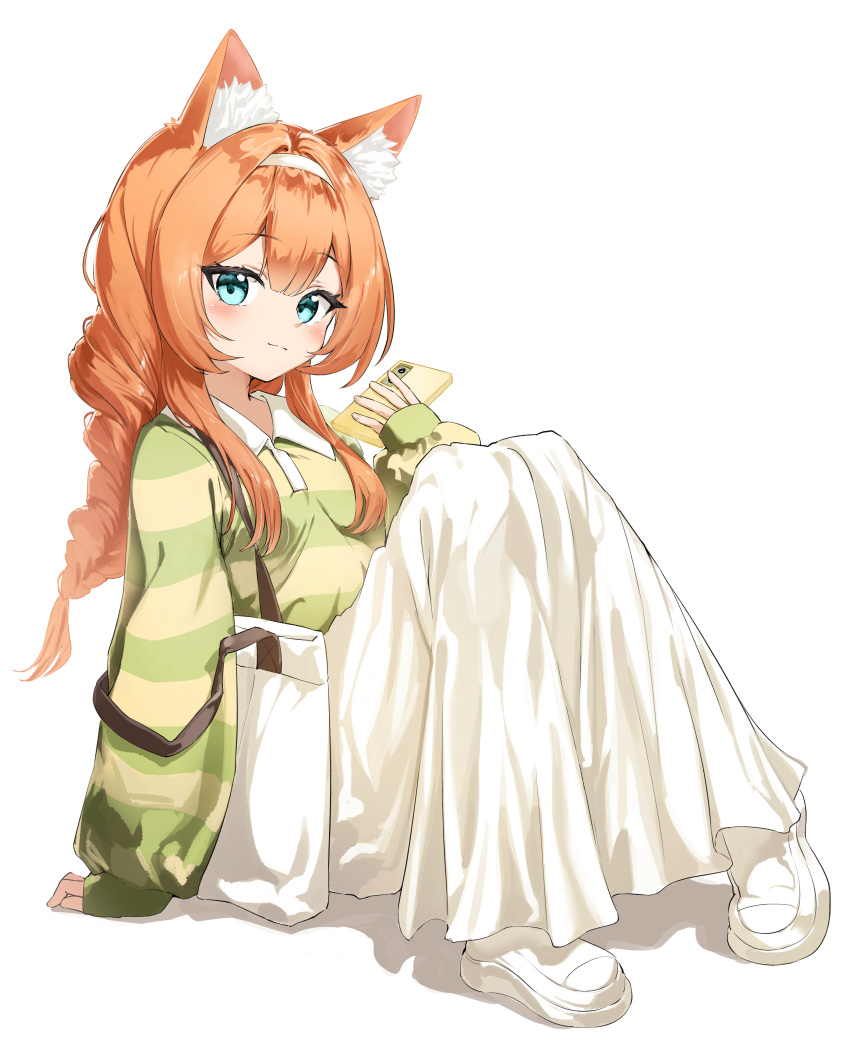 Safebooru - 1girl absurdres alternate costume animal ear fluff animal ears bag blue archive blue ...