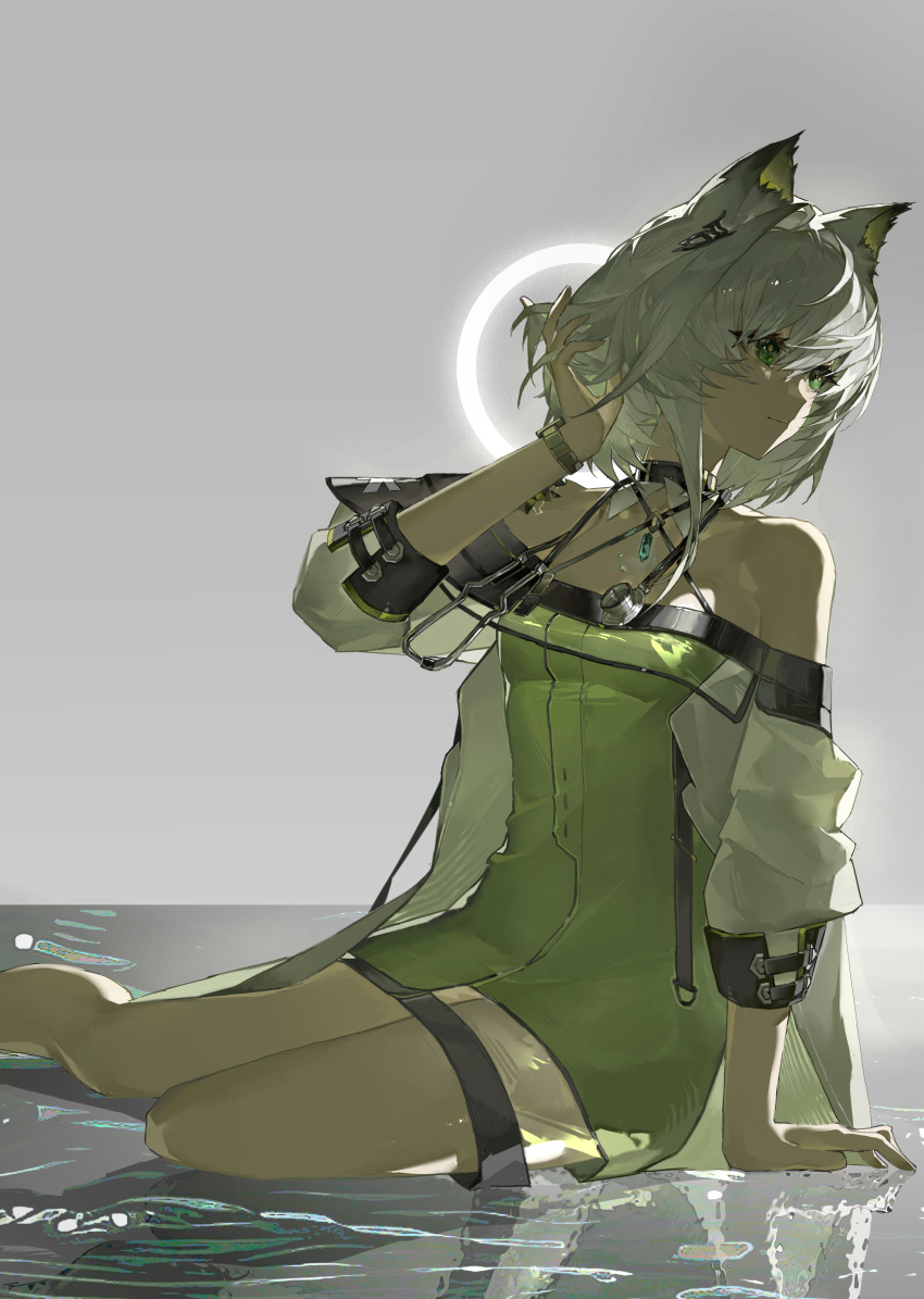Safebooru - 1girl absurdres adjusting hair animal ears arknights backlighting breasts cat ears ...