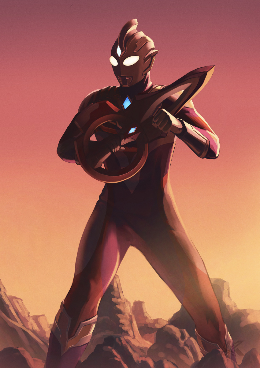 Safebooru - 1boy absurdres alien arm guards armor breastplate canyon ...