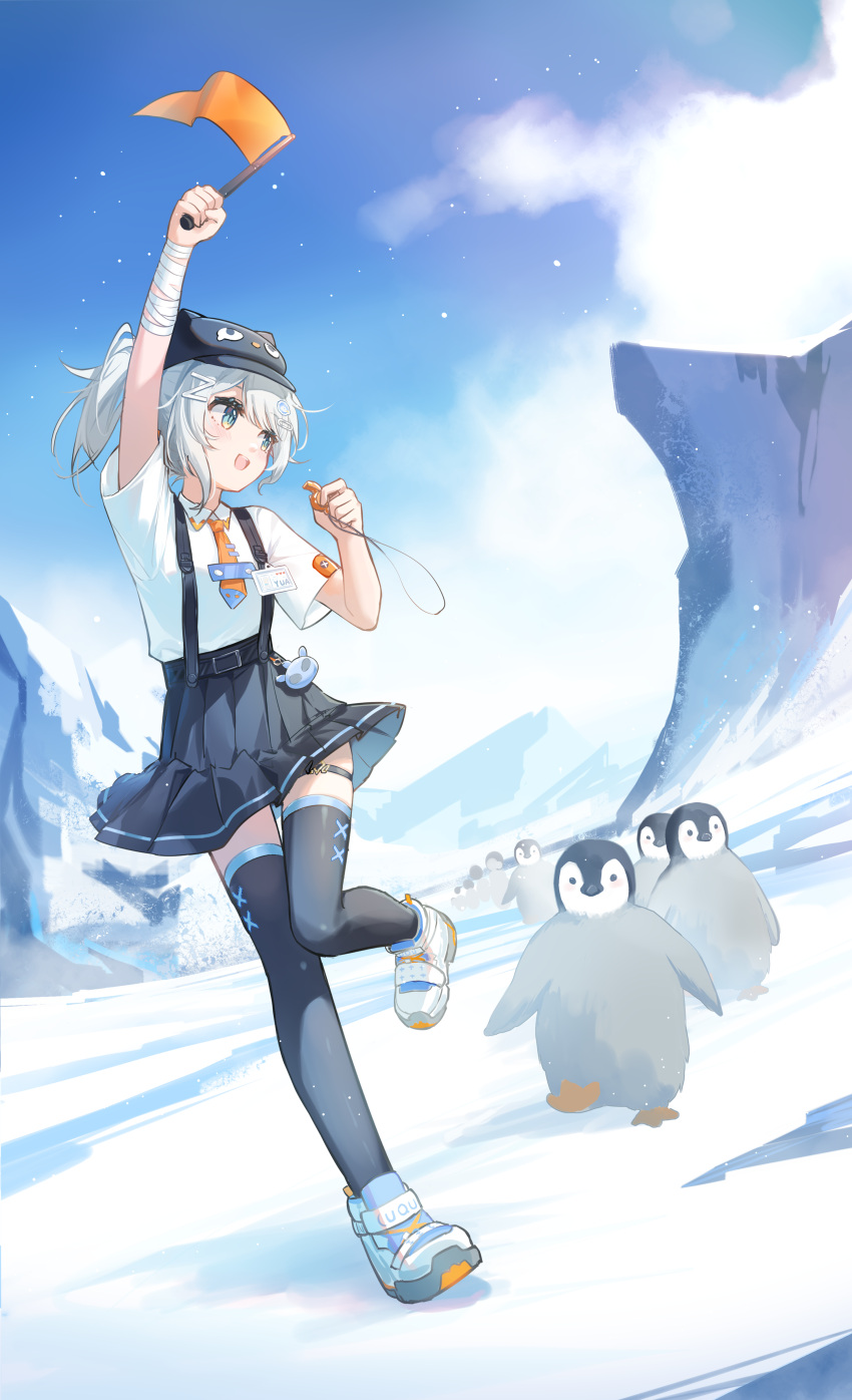 Safebooru - 1girl absurdres animal hat bandaged arm bandages bird black hat black skirt black ...