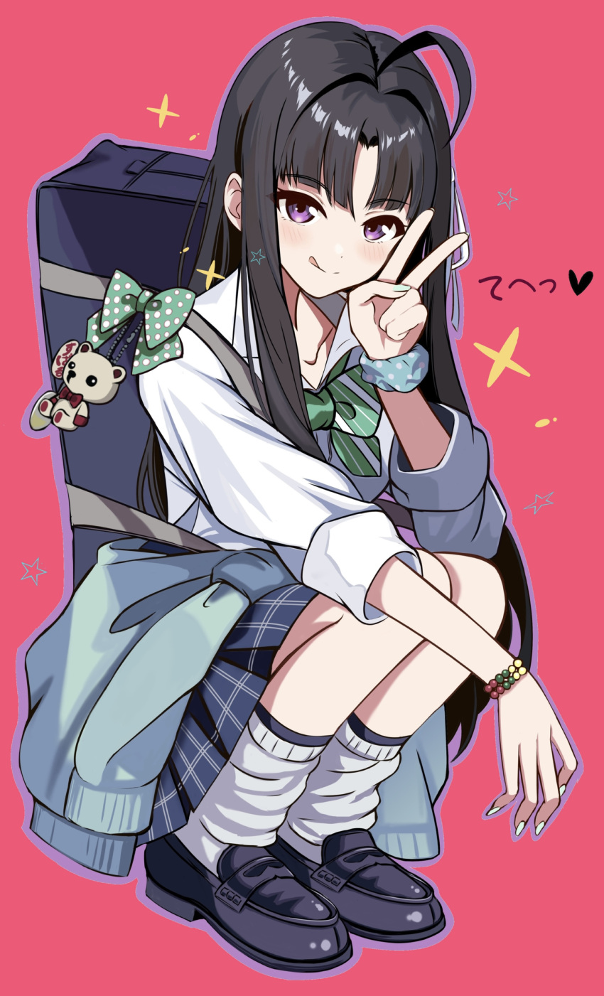 Safebooru - 1girl absurdres ahoge awa subaru backpack bag black hair bow bowtie collarbone ...