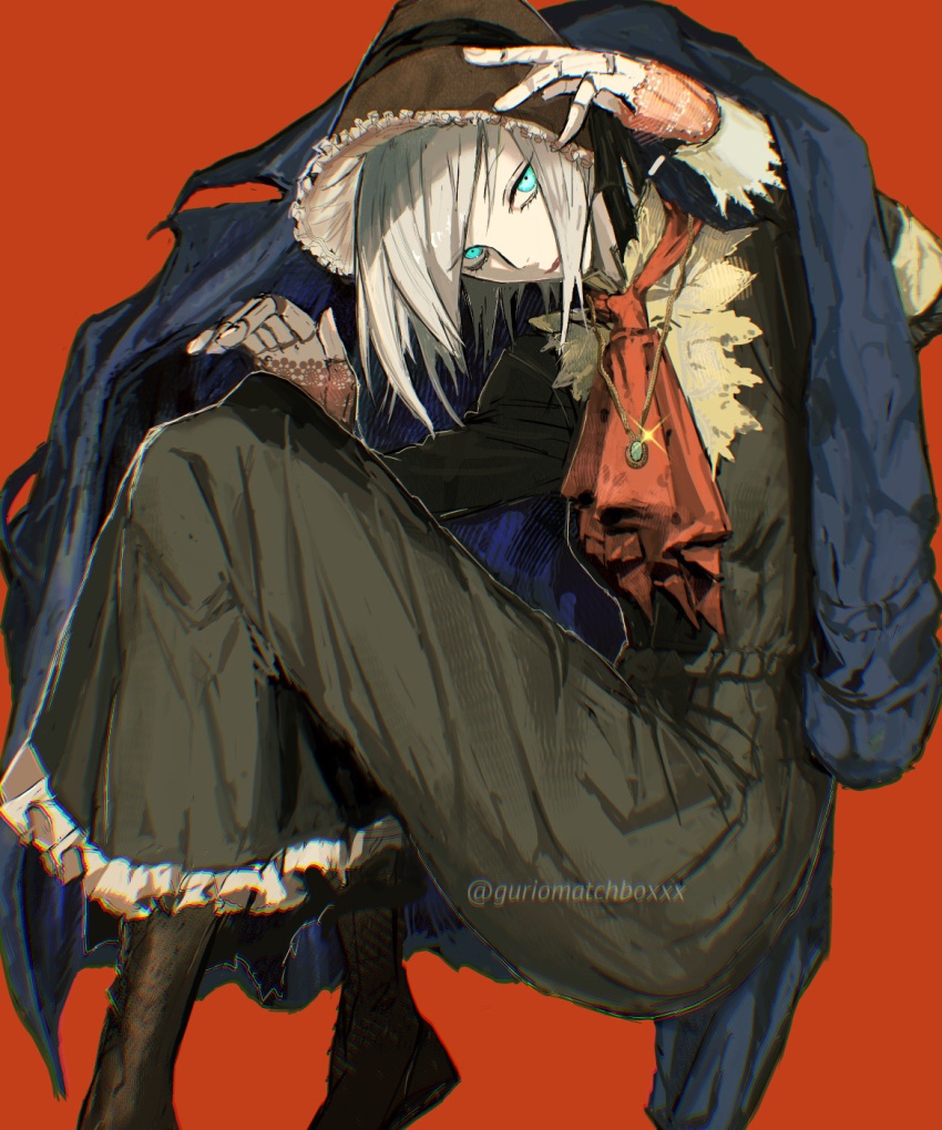 Safebooru - 1girl ascot bloodborne bonnet boots brown bonnet brown boots brown dress cloak doll ...