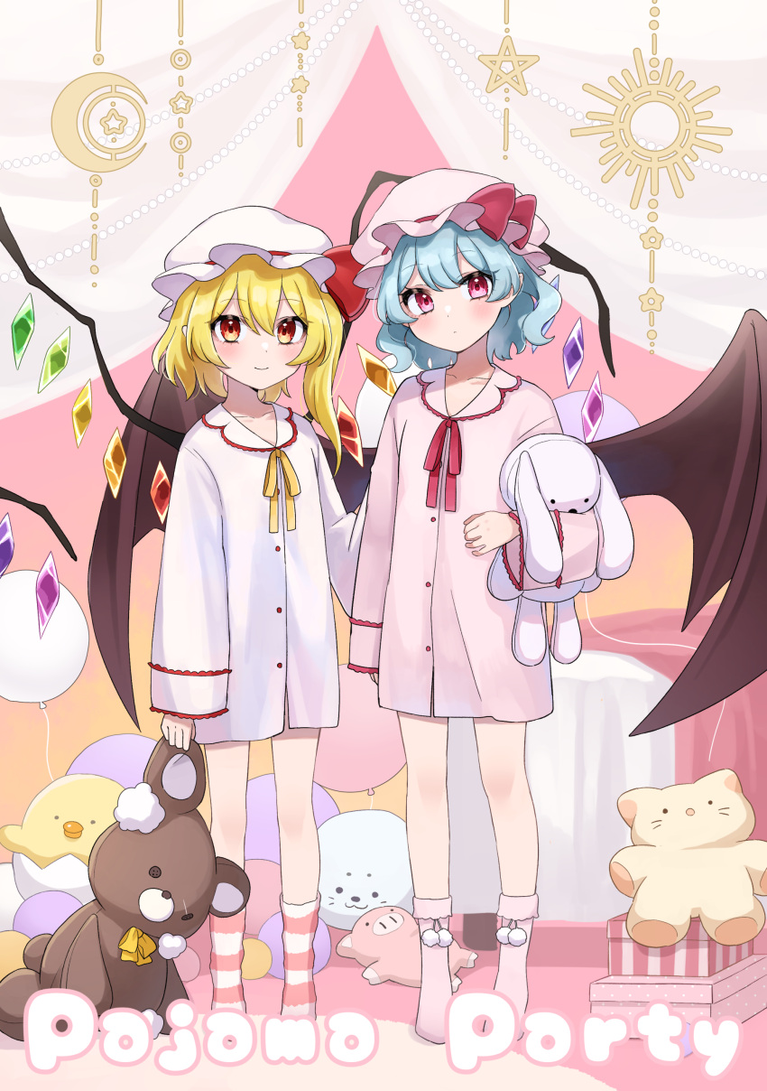 Safebooru - 2girls absurdres alternate costume bat wings blonde hair blue hair closed mouth ...