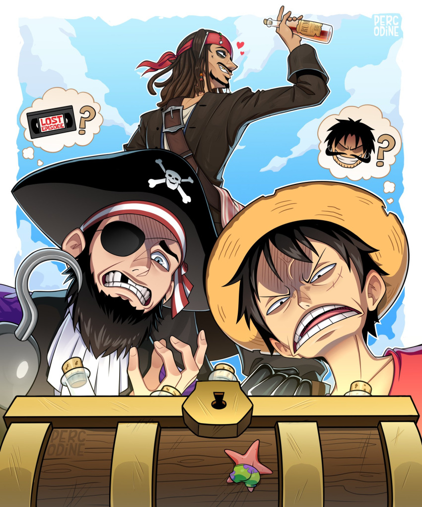 Safebooru - 4boys black eyes black hair black hat bottle character ...