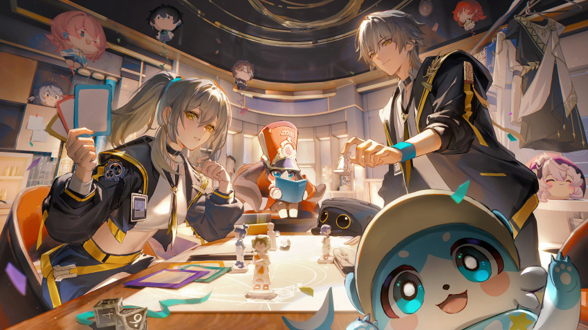 Safebooru - 1boy 1girl 1other absurdres alternate costume alternate ...