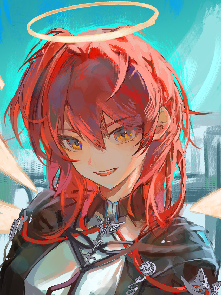 Safebooru - 1girl arknights close-up commentary detached wings exusiai (arknights) exusiai the ...