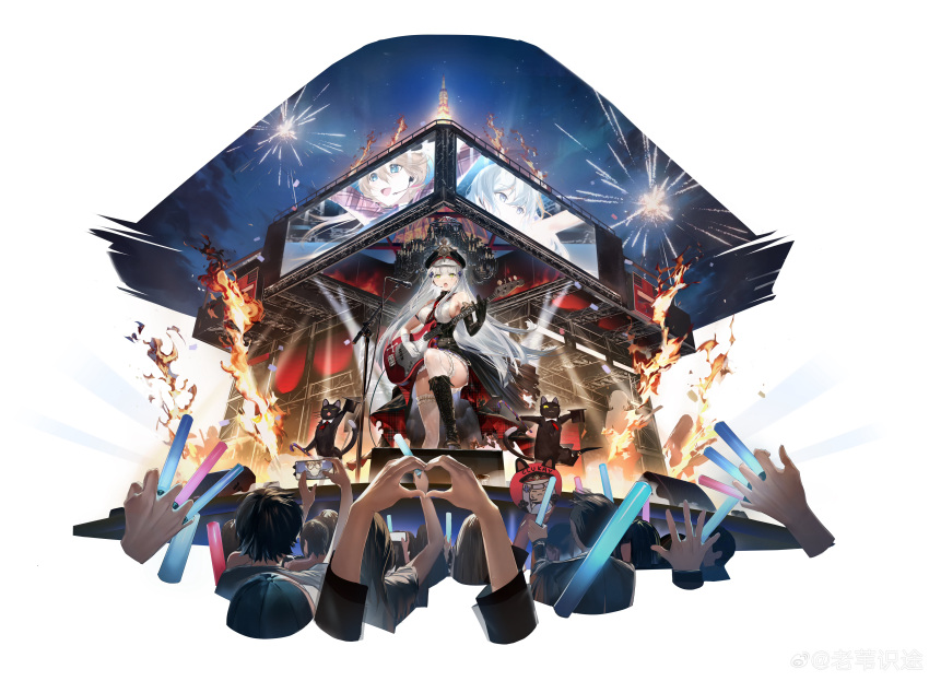 Safebooru - 1girl absurdres black boots boots camera cane cat clukay ...