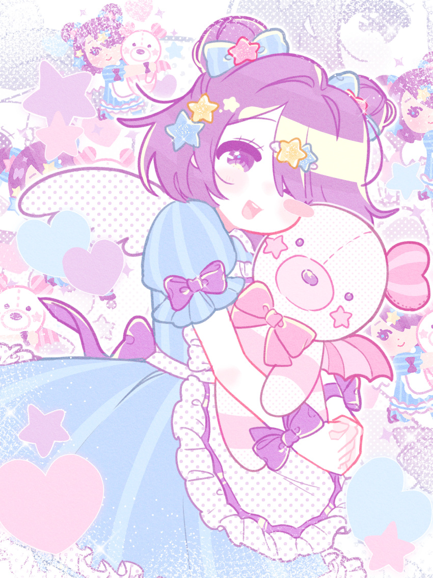 Safebooru - 1girl apron blue bow blue dress blush stickers bow ...