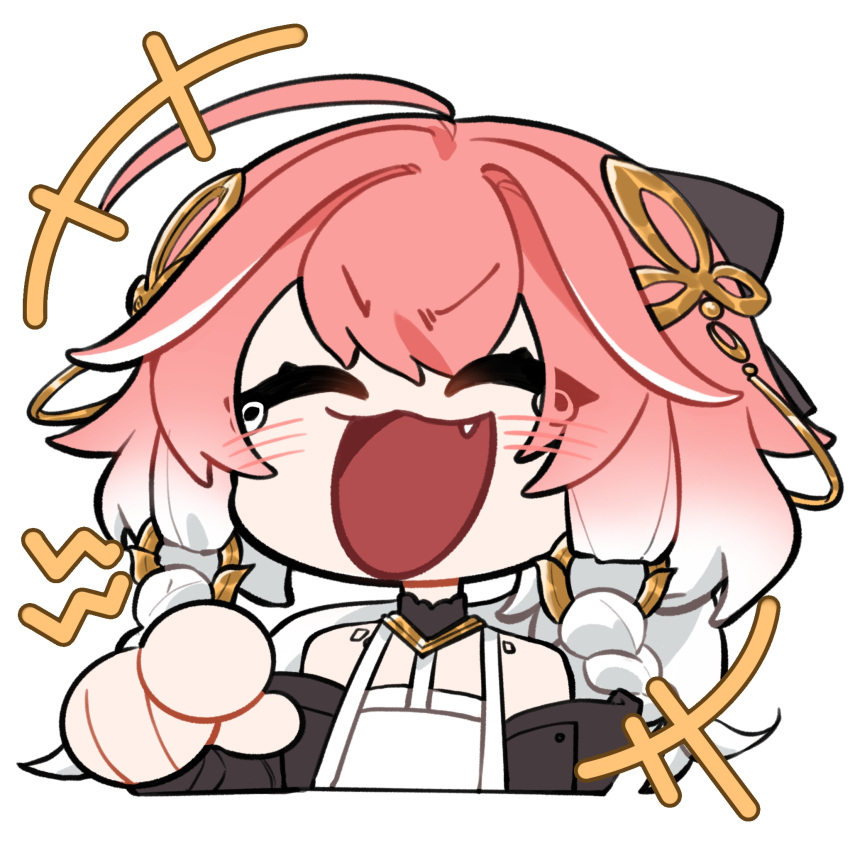 Safebooru - 1girl ahoge blush changli (wuthering waves) chibi closed eyes hair ornament highres ...