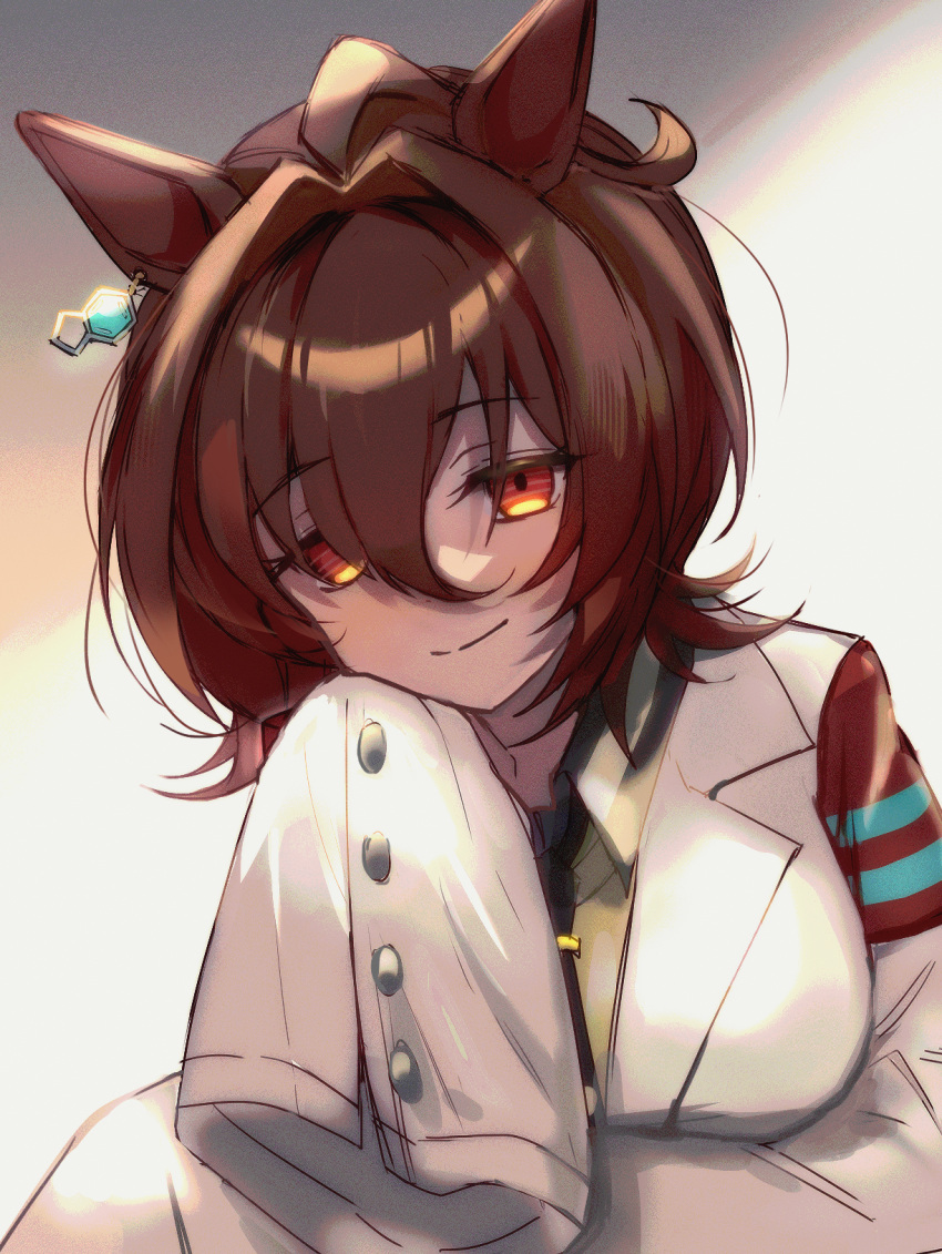 Safebooru - 1girl agnes tachyon (umamusume) ahoge animal ears black necktie black shirt breasts ...