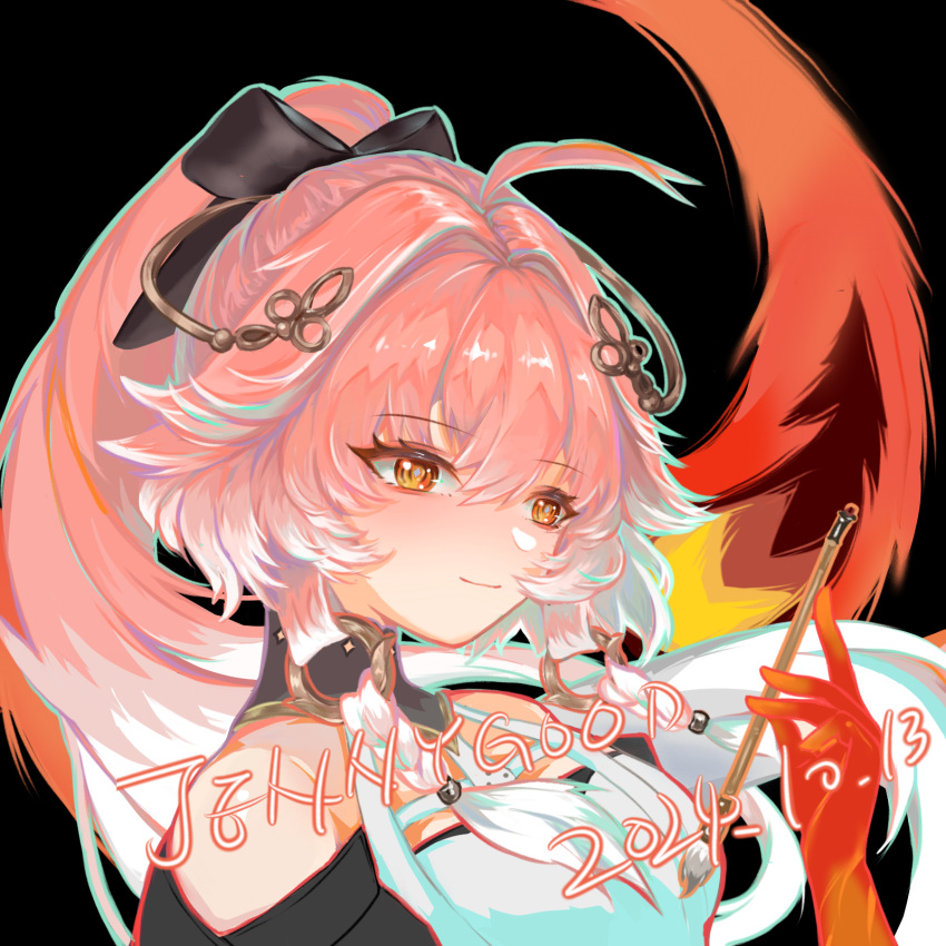 Safebooru - 1girl ahoge bare shoulders black background changli (wuthering waves) chinese ...