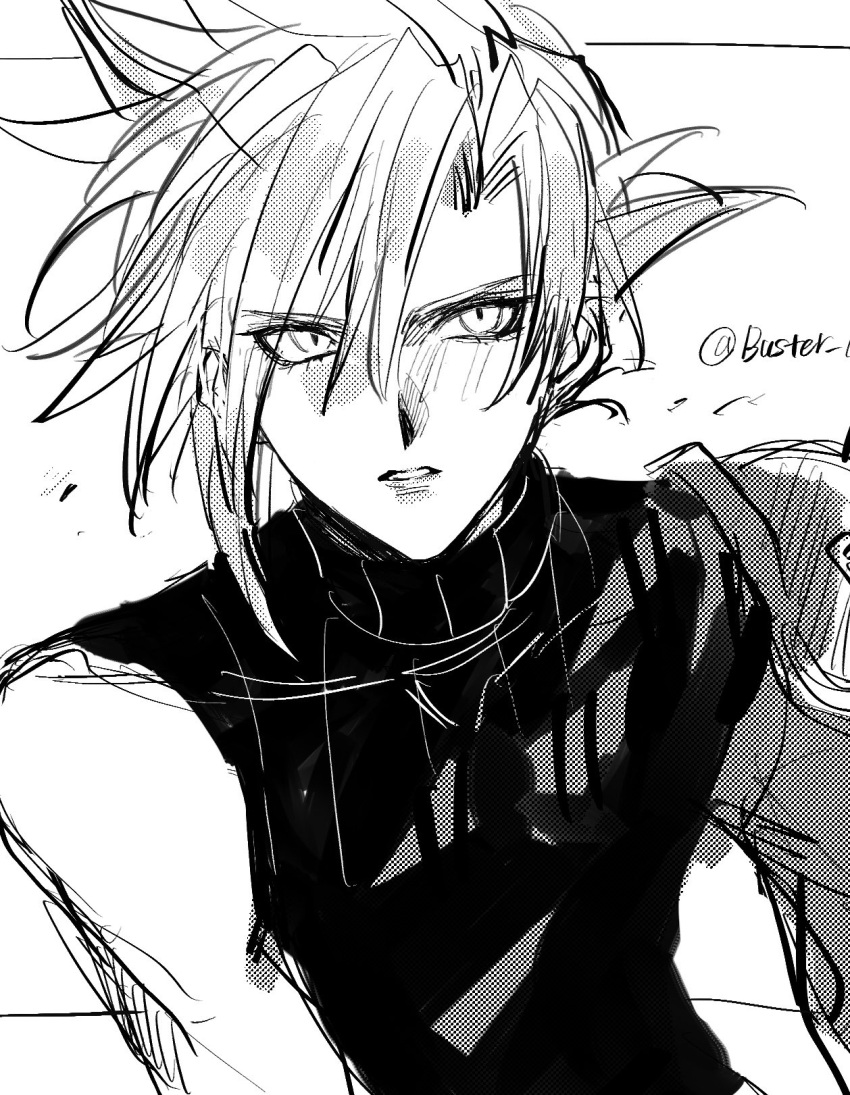 Safebooru - 1boy armor black shirt buster aoi cloud strife final ...