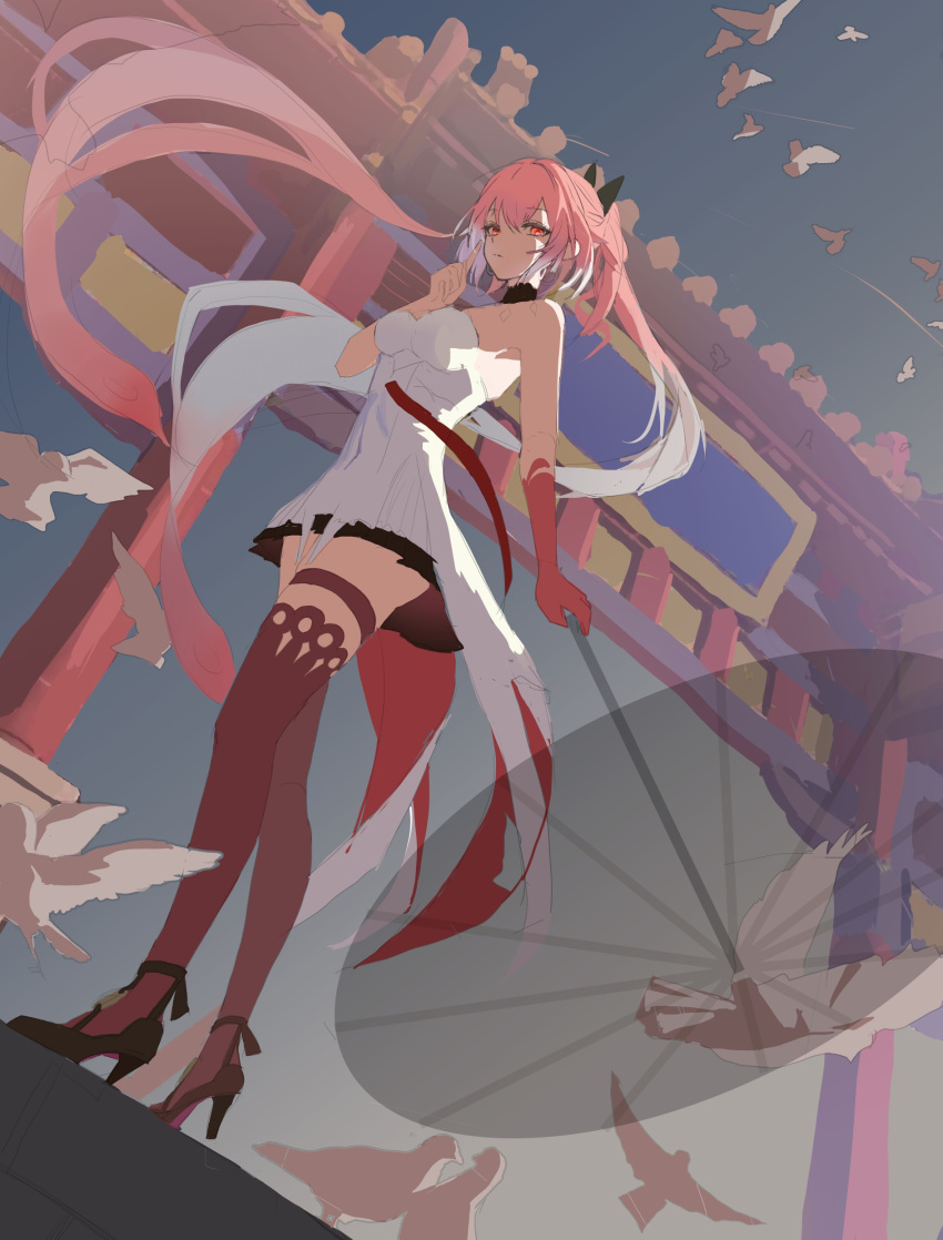 Safebooru - 1girl absurdres architecture bare shoulders bird breasts changli (wuthering waves ...