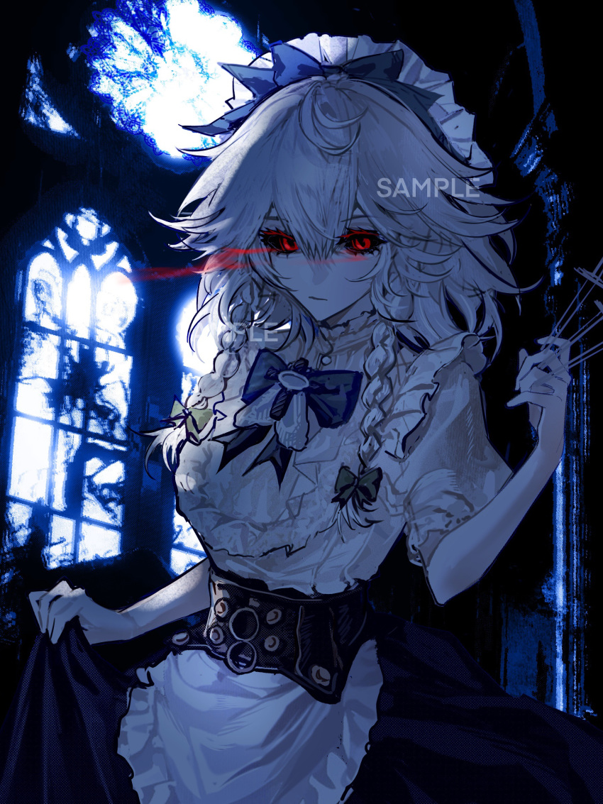 Safebooru - 1girl absurdres apron black bow black bowtie black skirt bow bowtie braid chinese ...