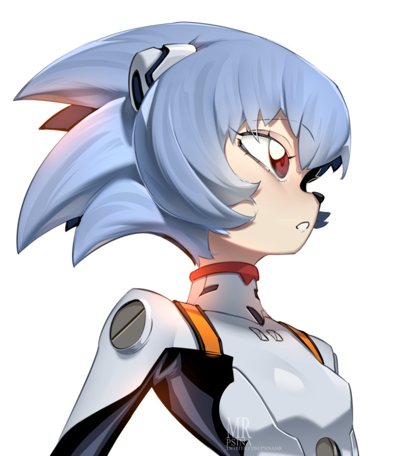 Safebooru - :o alternate hairstyle ayanami rei blue hair bodysuit cosplay from side highres ...
